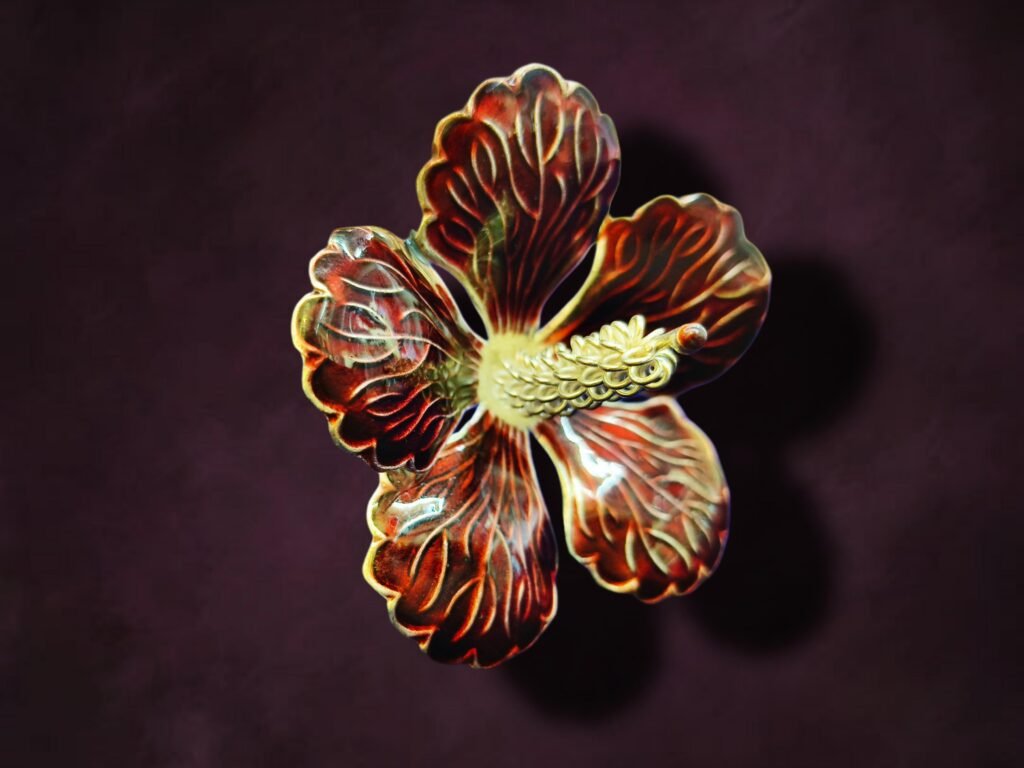 Stunning Brown & Red Meena Jaswandi Flower - Nakassi Jewel